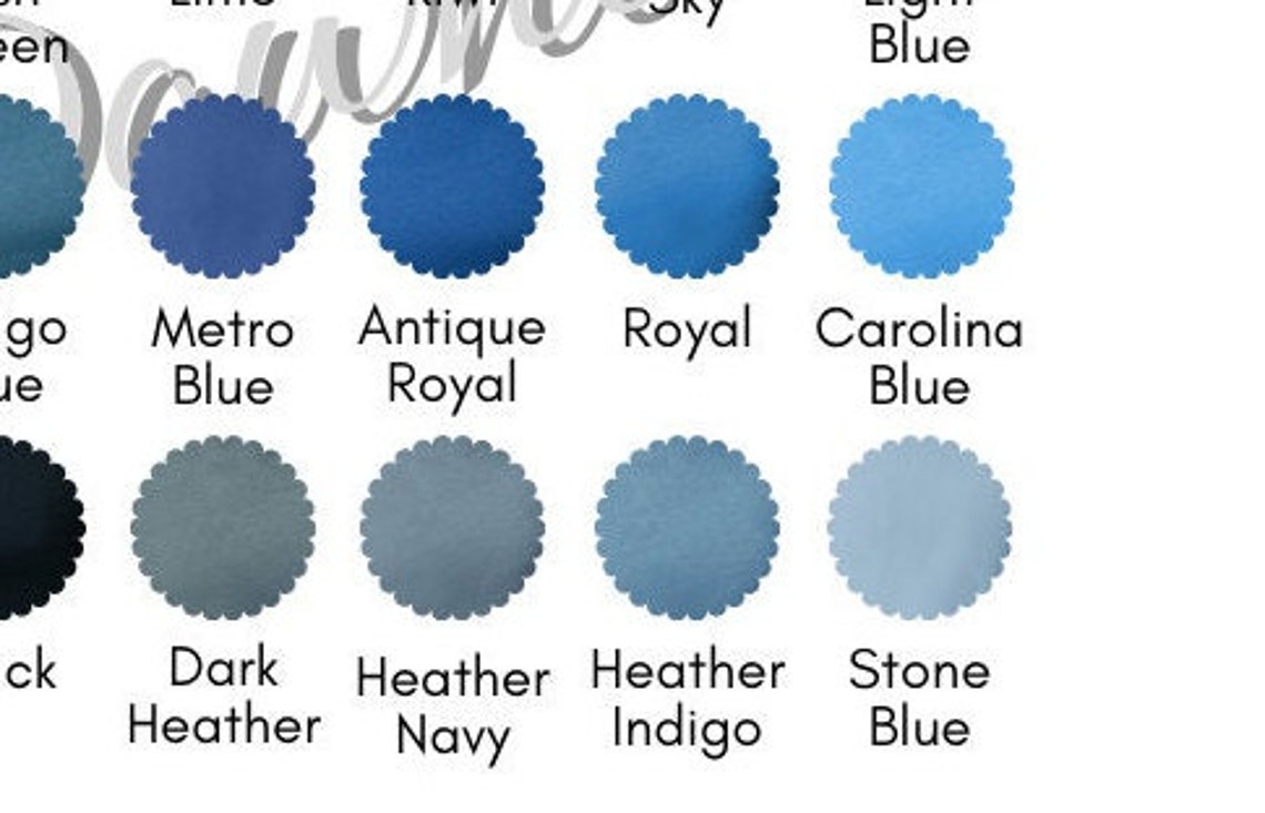 Editable Gildan 2000 Color Chart and Size Chart, Gildan Adult Unisex ...