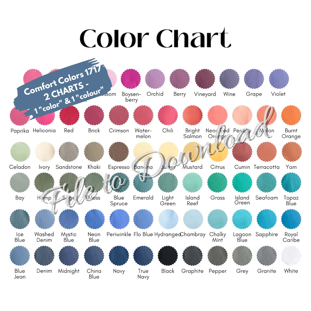 Comfort Colors 1717 Color Chart, Comfort Colors 1717 Adult Heavyweight ...