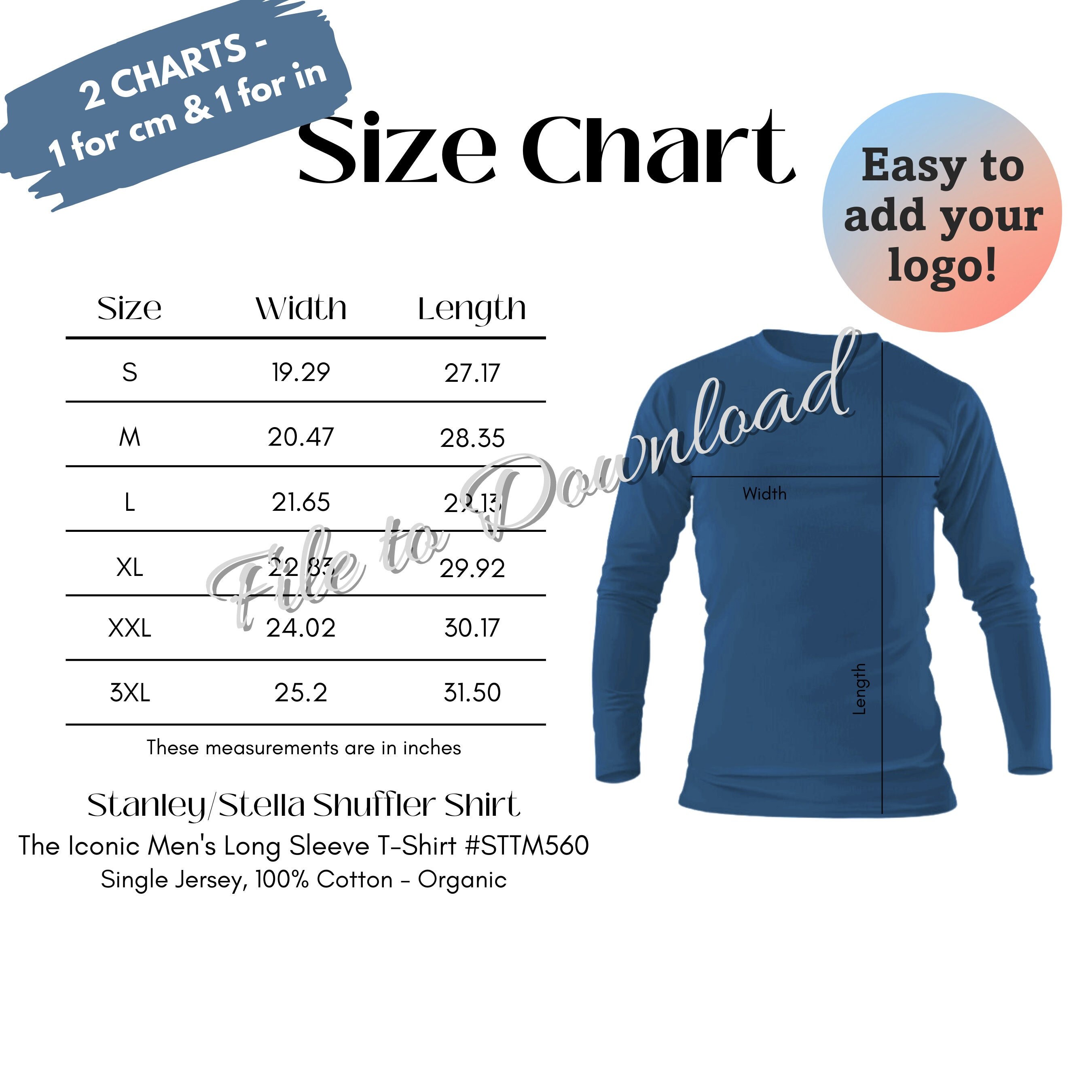 Stanley/stella STTM560 Size Chart, STTM560 Stanley Stella Shuffler ...