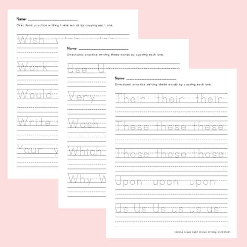 Second Grade Sight Words Worksheet, Handwriting Printable Tracing Sheet ...