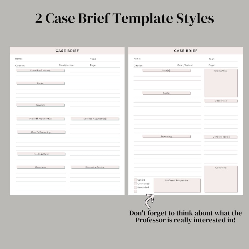 Law Student Note-taking Bundle - Digital or Printable Templates for ...