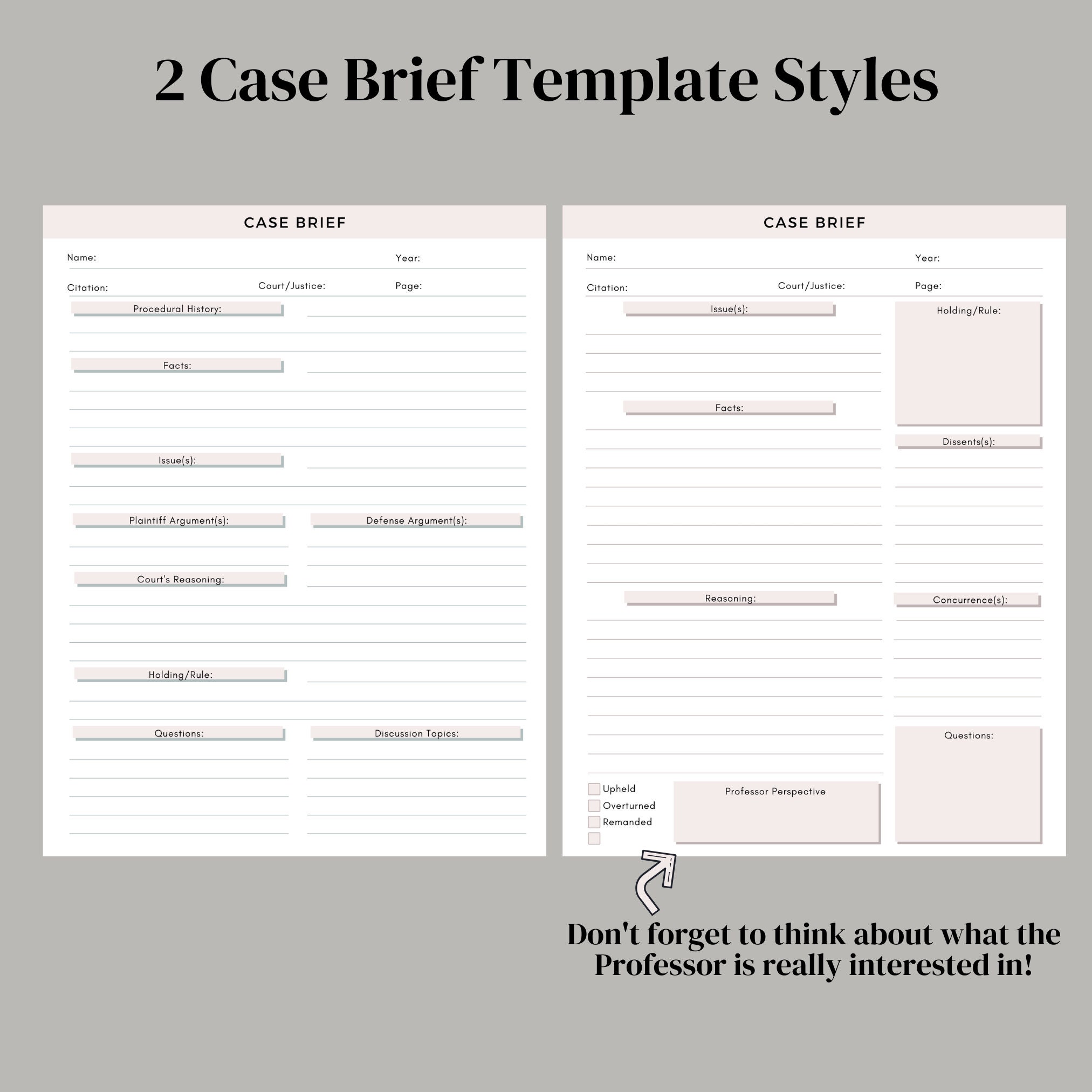 Law Student Note-taking Bundle - Digital or Printable Templates for ...
