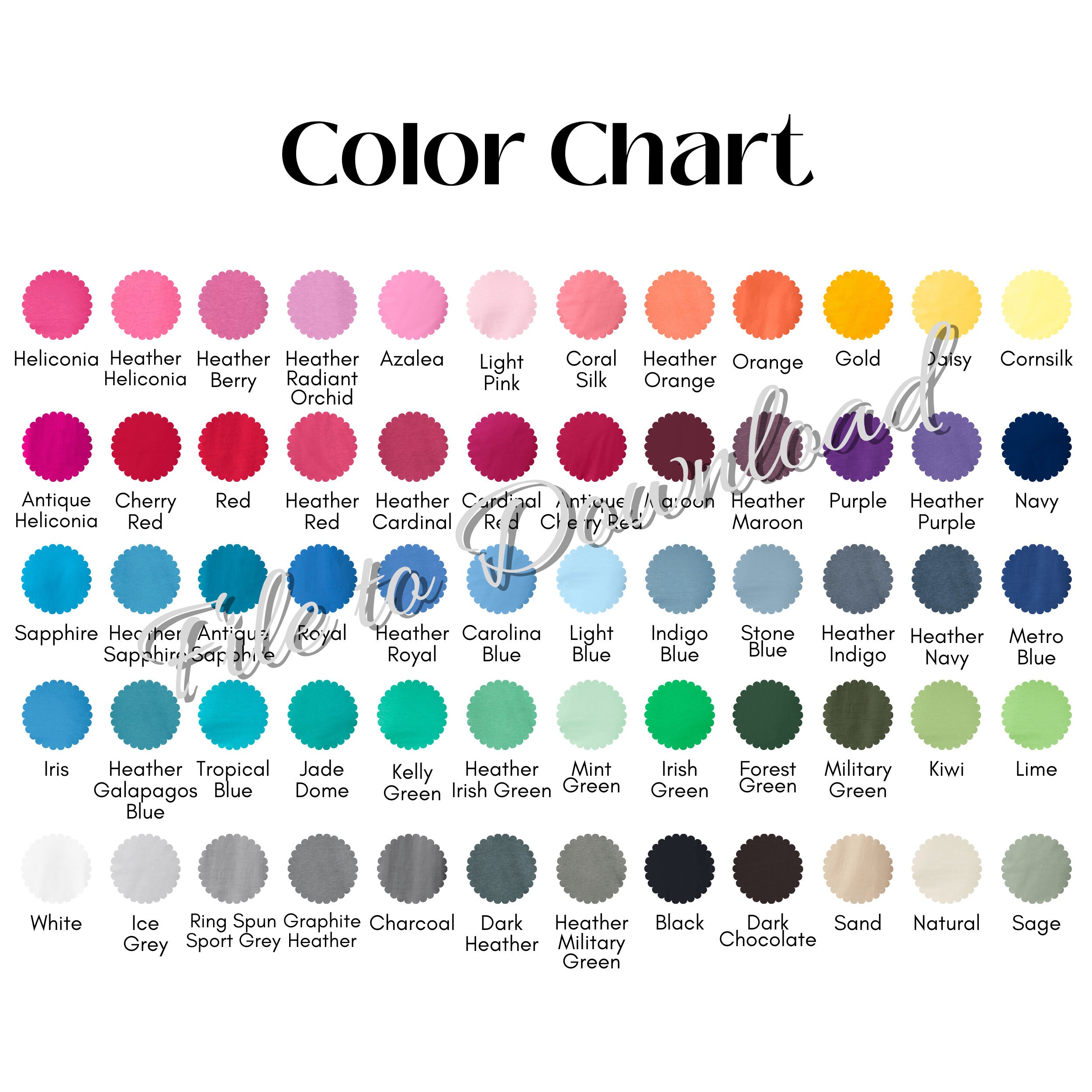 Gildan 64000 Color Chart G640 Softstyle T Shirt Colour Guide Gildan