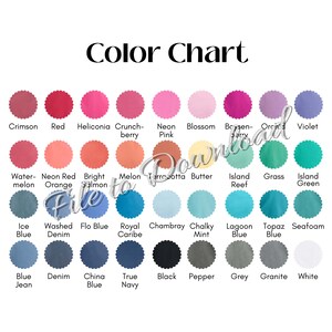 Comfort Colors 9018 Color Chart, CC9018 Youth Midweight T-shirt Colour ...