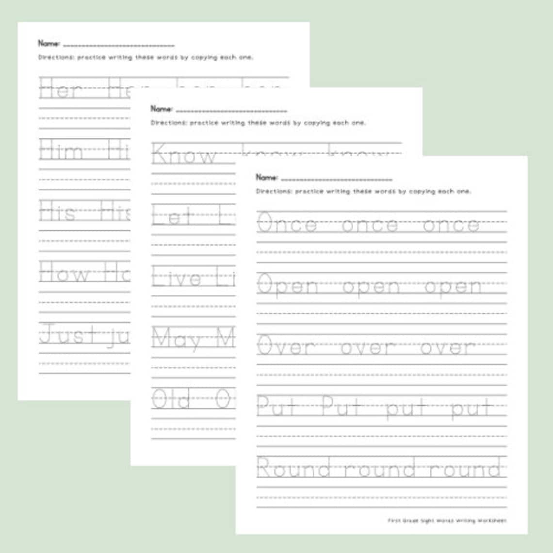First Grade Sight Words Worksheet, Handwriting Printable Tracing Sheet ...