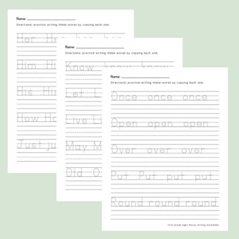 First Grade Sight Words Worksheet, Handwriting Printable Tracing Sheet ...