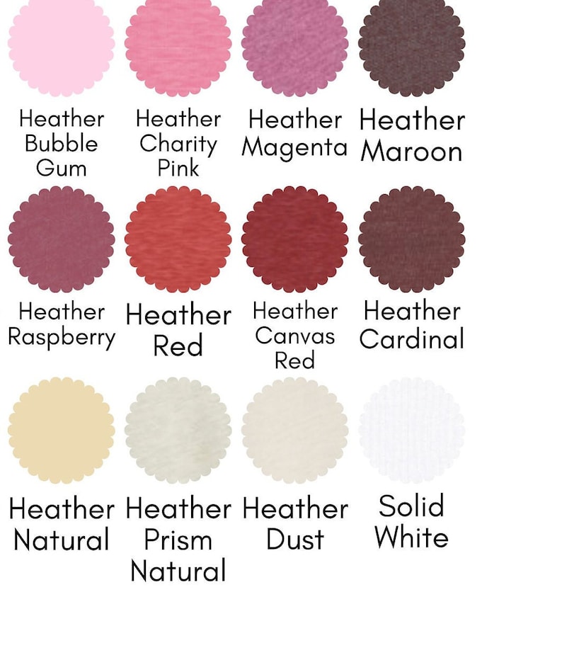 Bella Canvas CVC Color Chart (heather Texture Visible, Color Only ...