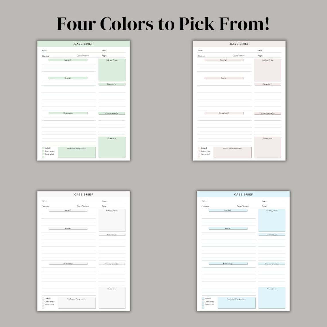 Law Student Note-taking Bundle - Digital or Printable Templates for ...