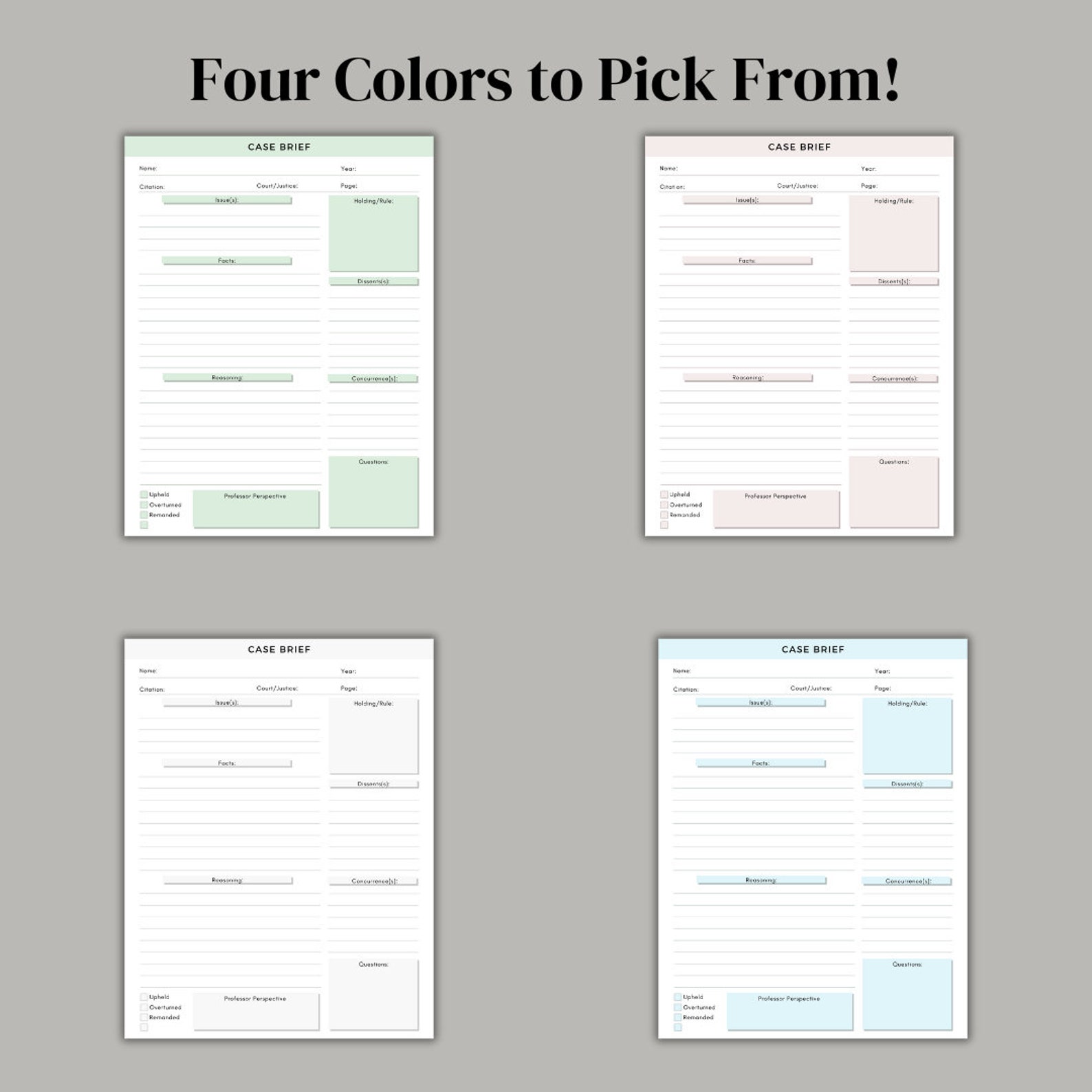 Law Student Note-taking Bundle - Digital or Printable Templates for ...