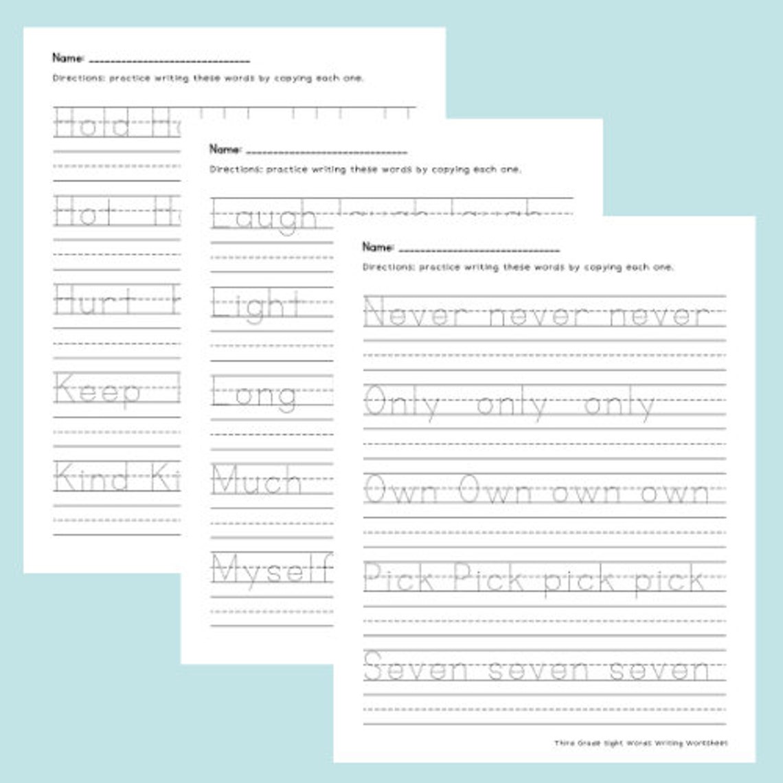 Third Grade Sight Words Worksheet, Handwriting Printable Tracing Sheet ...
