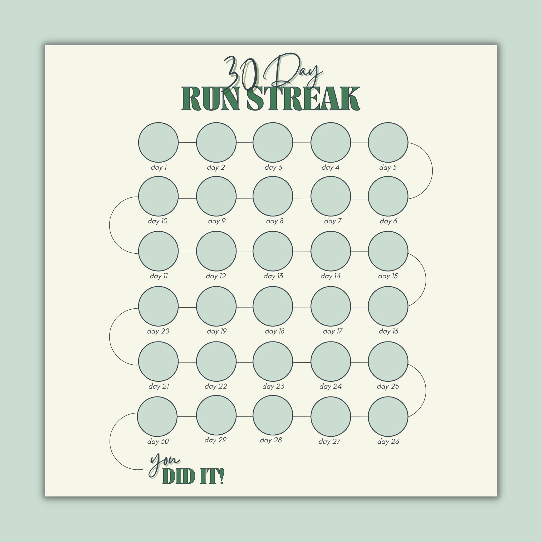 30 Day Challenge Tracker, Run Streak Tracker, Walking Challenge Log ...