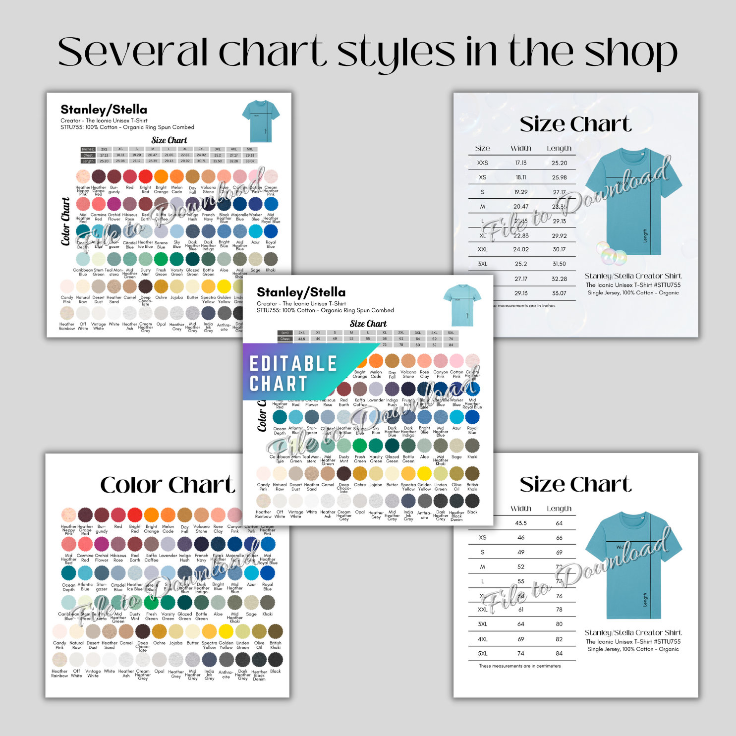 Stanley/stella Size Chart, STTU755 Stanley Stella Shirt Size Guide ...