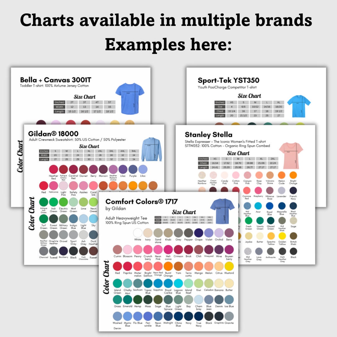 EDITABLE Gildan 5000B Color and Size Chart G500B Youth Tshirt - Etsy