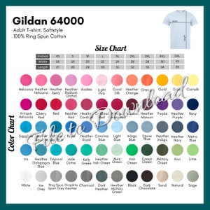 BUNDLE Gildan Color and Size Charts, Gildan T-shirt Color Guide, Gildan ...