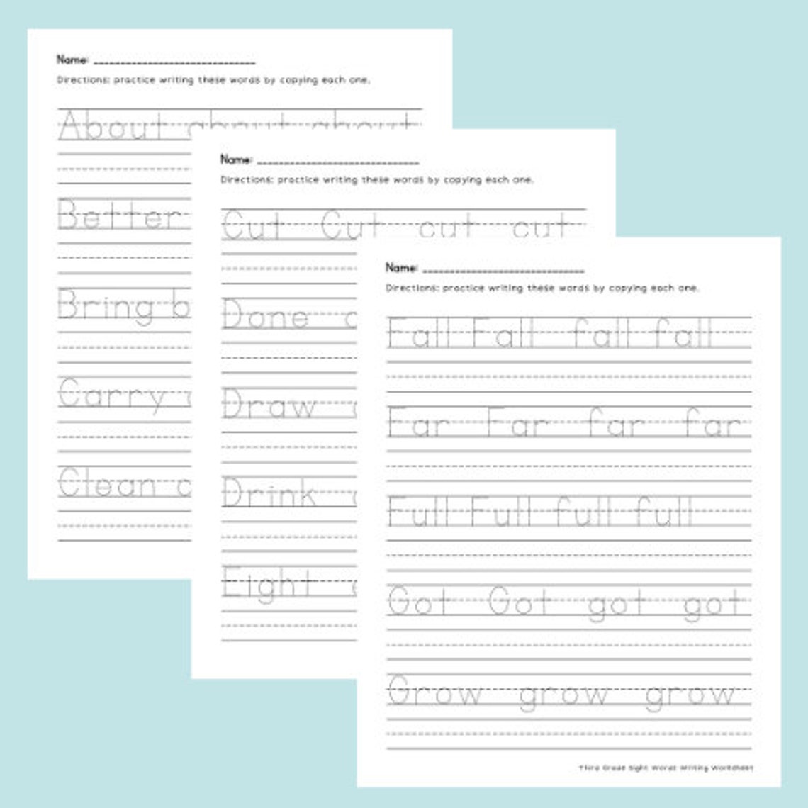 Third Grade Sight Words Worksheet, Handwriting Printable Tracing Sheet ...