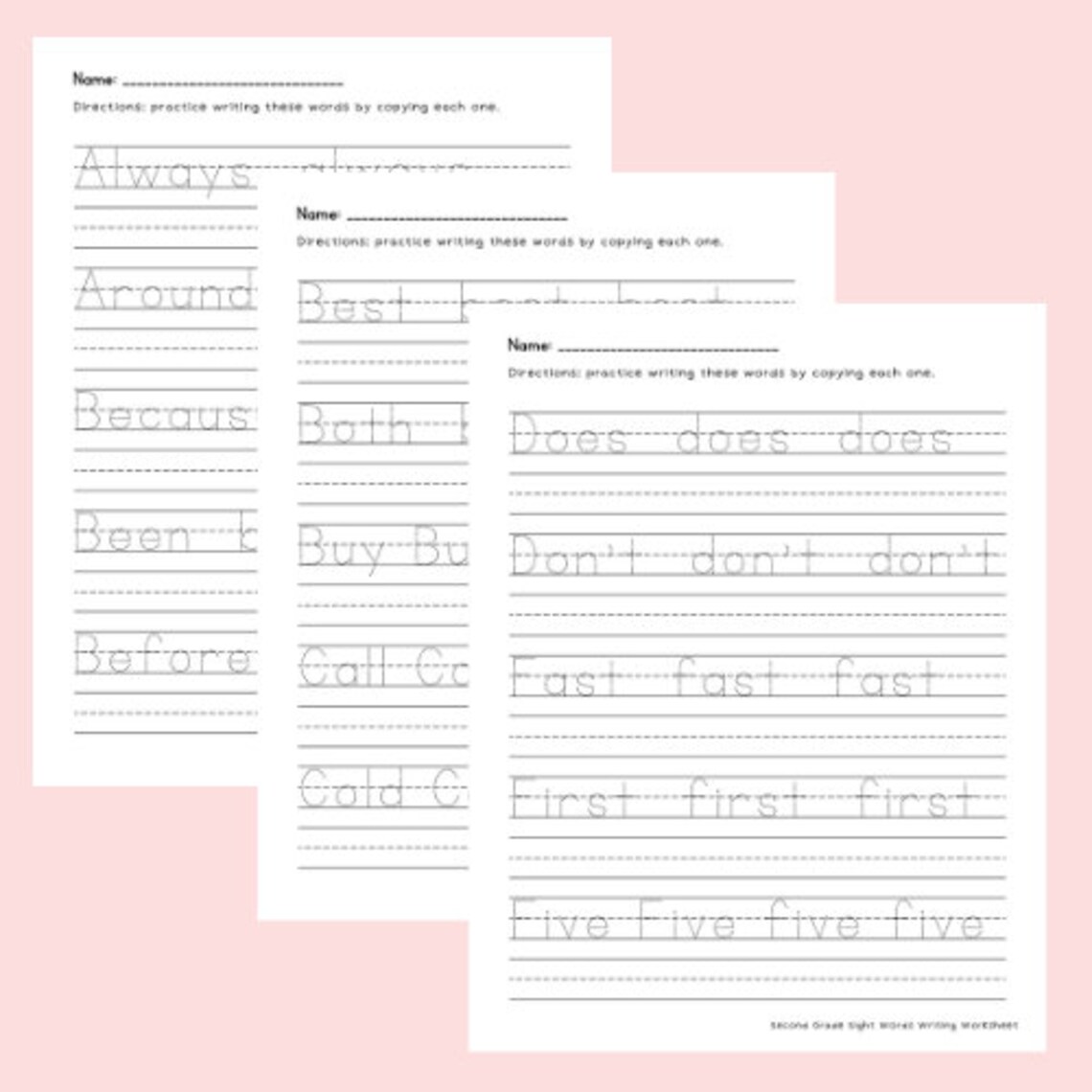 Second Grade Sight Words Worksheet, Handwriting Printable Tracing Sheet ...