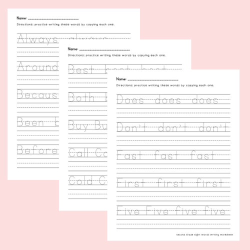 Second Grade Sight Words Worksheet, Handwriting Printable Tracing Sheet ...