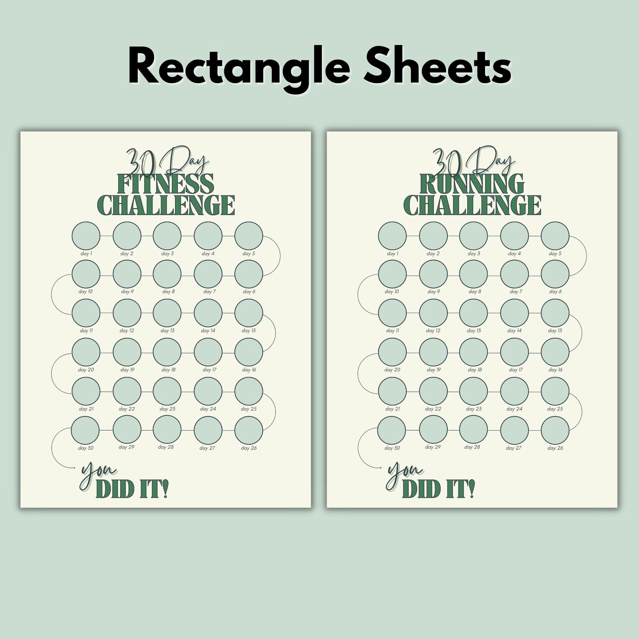 30 Day Challenge Tracker, Run Streak Tracker, Walking Challenge Log ...