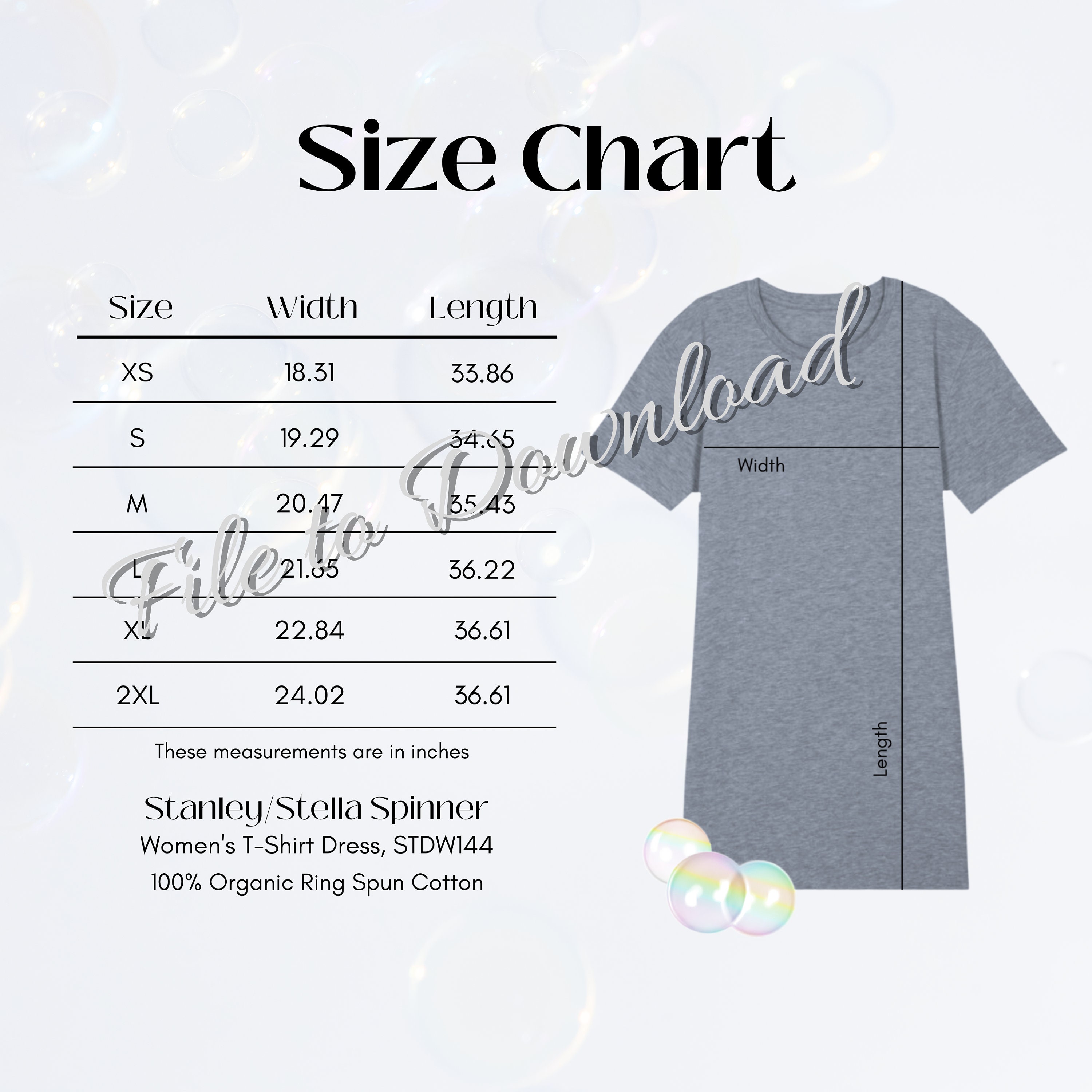 Stanley Stella STDW144 Size Chart, Stanley/stella Spinner Women's T ...