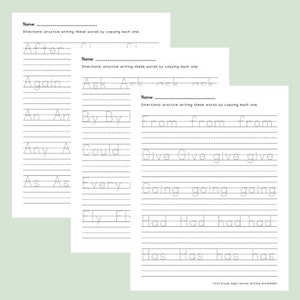 First Grade Sight Words Worksheet, Handwriting Printable Tracing Sheet ...