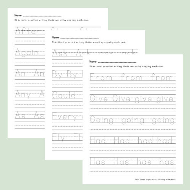First Grade Sight Words Worksheet, Handwriting Printable Tracing Sheet ...
