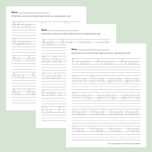 First Grade Sight Words Worksheet, Handwriting Printable Tracing Sheet ...