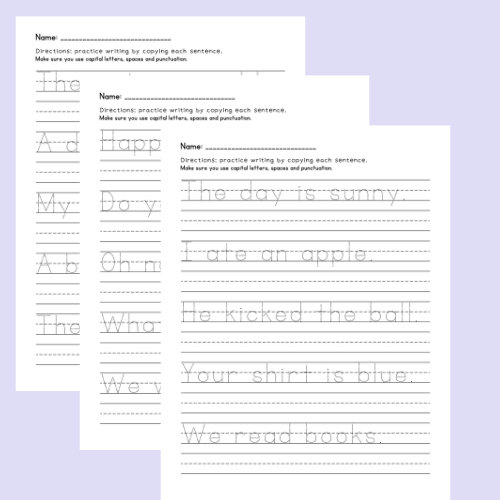 Sentence Worksheet, Handwriting Printable Tracing Sheet, Digital ...