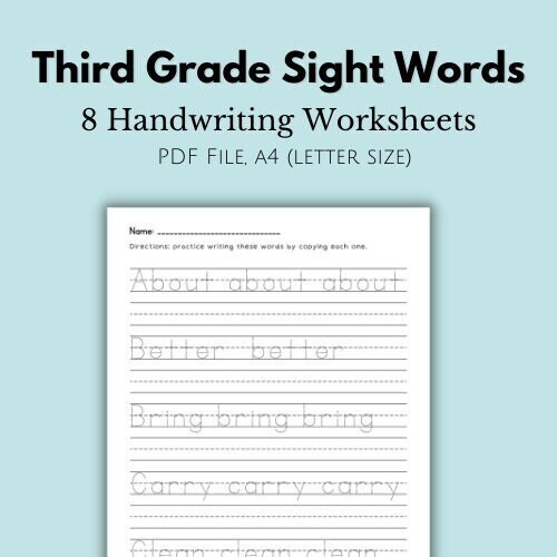 Third Grade Sight Words Worksheet, Handwriting Printable Tracing Sheet ...