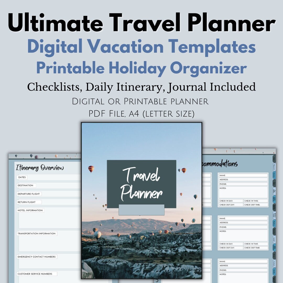 Travel Planner, Trip Itinerary and Organizer, Vacation Journal ...