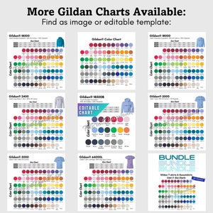 Editable Gildan 64000 Color and Size Chart, G640 Adult Softstyle T ...