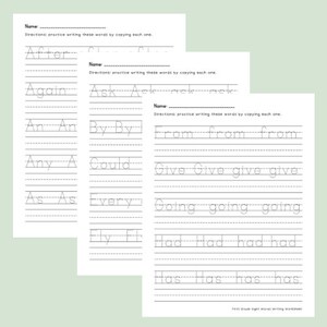 Bundle Handwriting Worksheets, Sight Words Printable Tracing Sheet ...