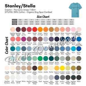 Stanley/stella Color Chart and Size Chart STTU755 Stanley - Etsy