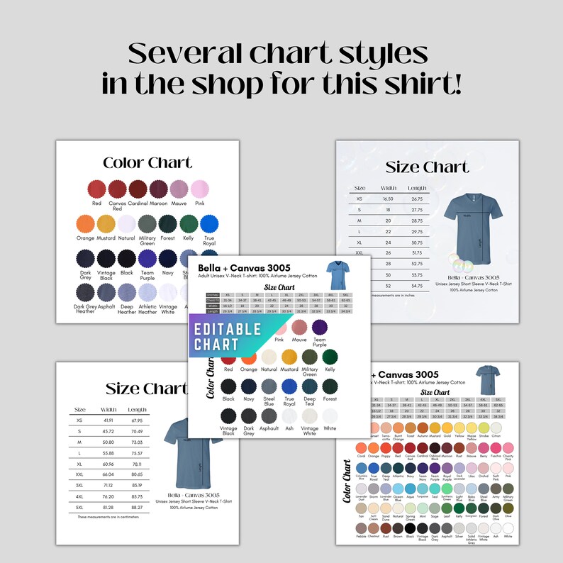 Bella Canvas 3005 Color Chart, BC3005 Unisex Jersey Short Sleeve V-neck ...