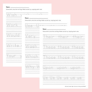 Bundle Handwriting Worksheets, Sight Words Printable Tracing Sheet ...