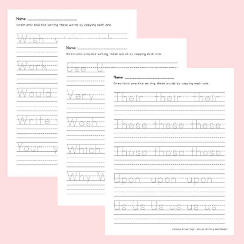 Bundle Handwriting Worksheets, Sight Words Printable Tracing Sheet ...