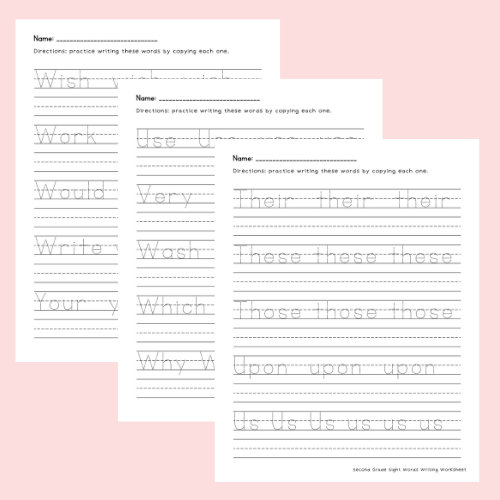 Bundle Handwriting Worksheets, Sight Words Printable Tracing Sheet ...