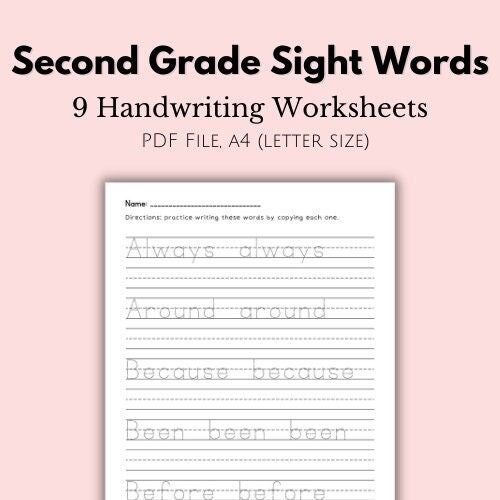 Second Grade Sight Words Worksheet, Handwriting Printable Tracing Sheet ...
