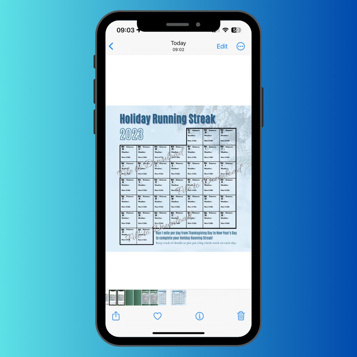 Holiday Running Streak Log 2023, Winter Run Streak Tracker, Runner ...