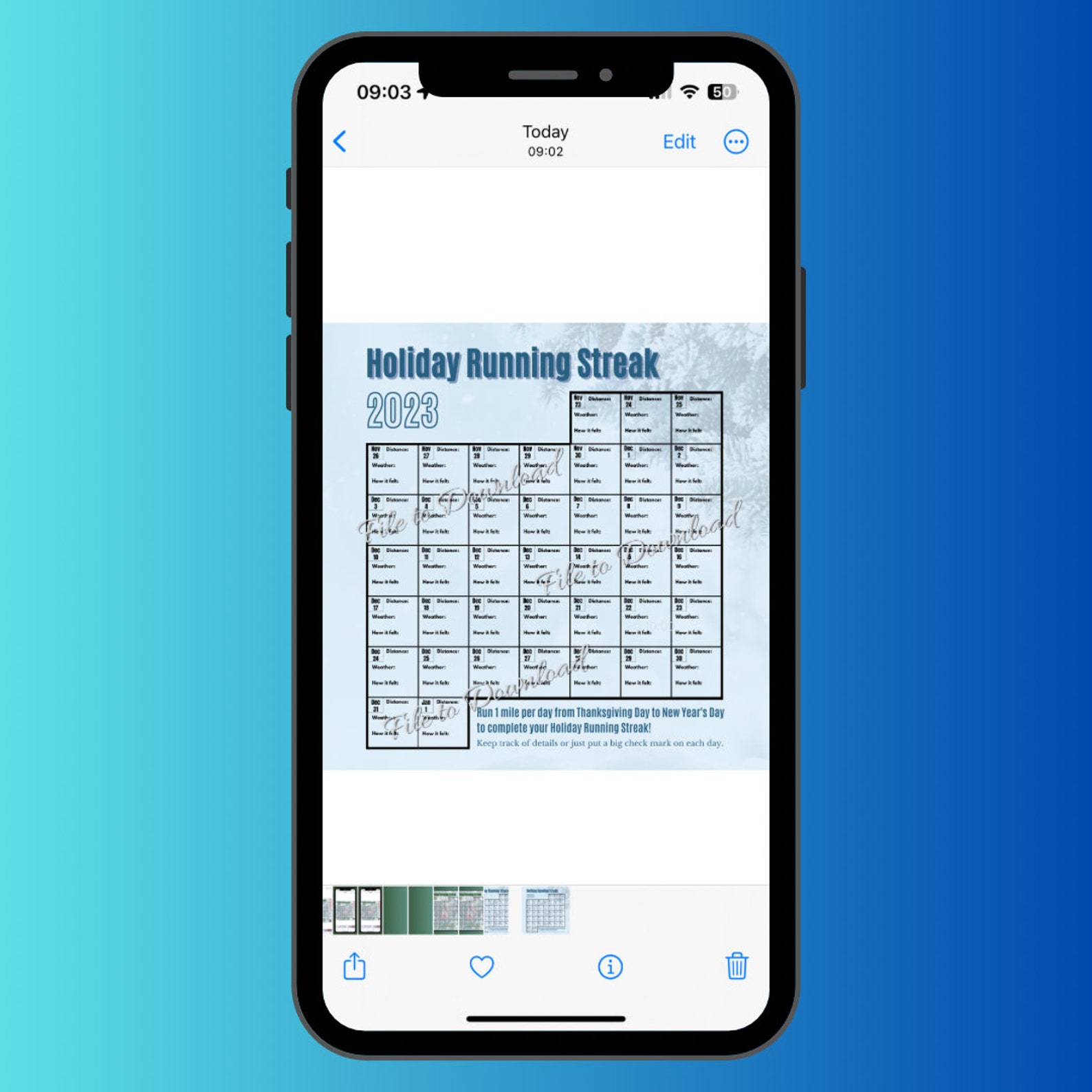 Holiday Running Streak Log 2023, Winter Run Streak Tracker, Runner ...
