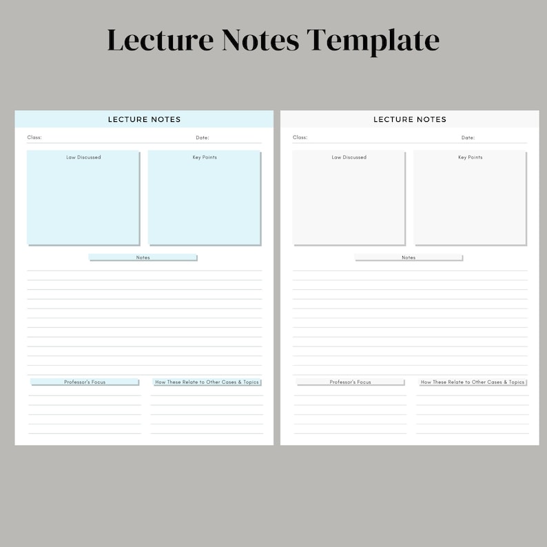 Law Student Note-taking Bundle - Digital or Printable Templates for ...