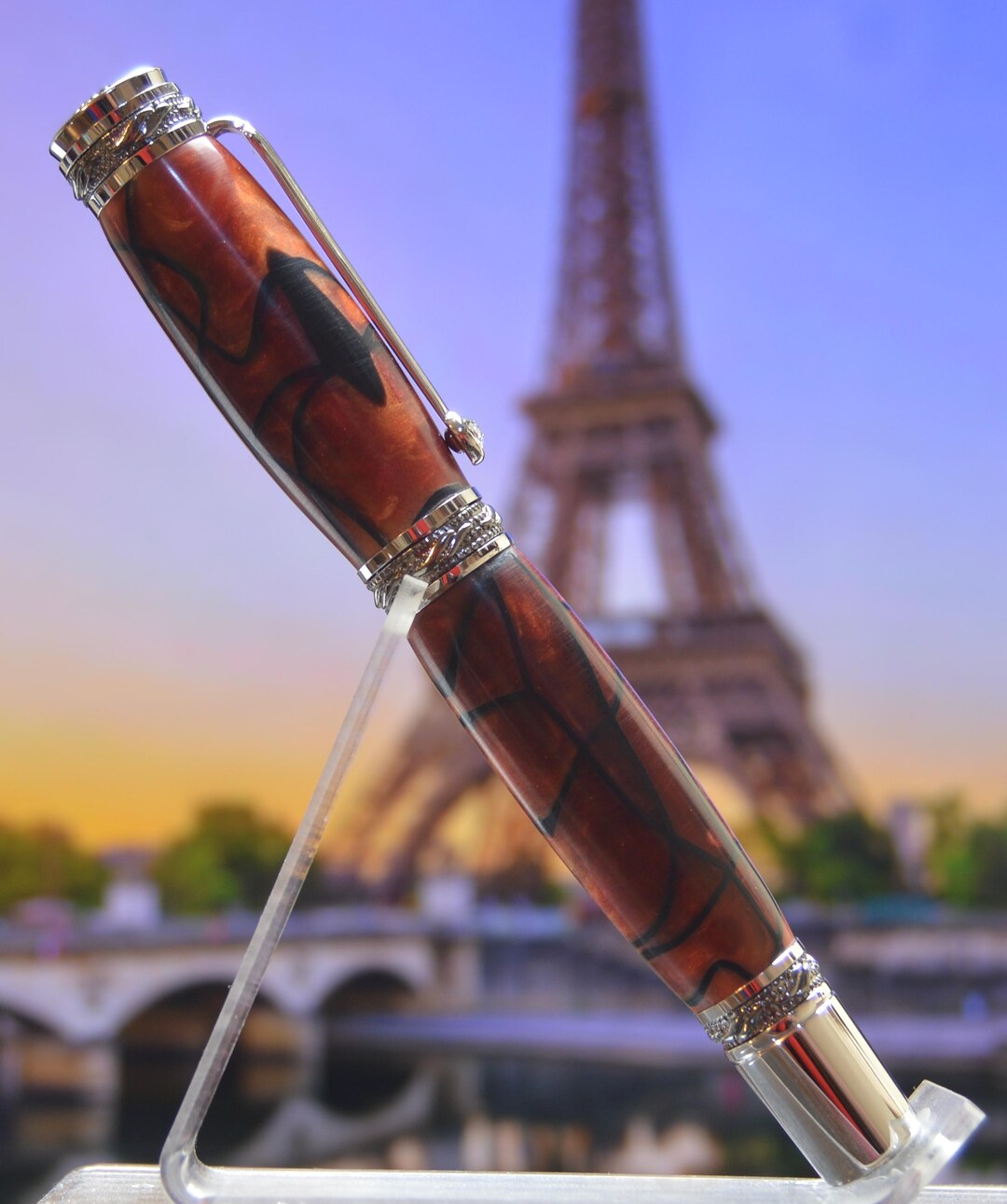 Handmade Stained Glass Writing Pen & Resin Rollerball or Fountain Pen ...
