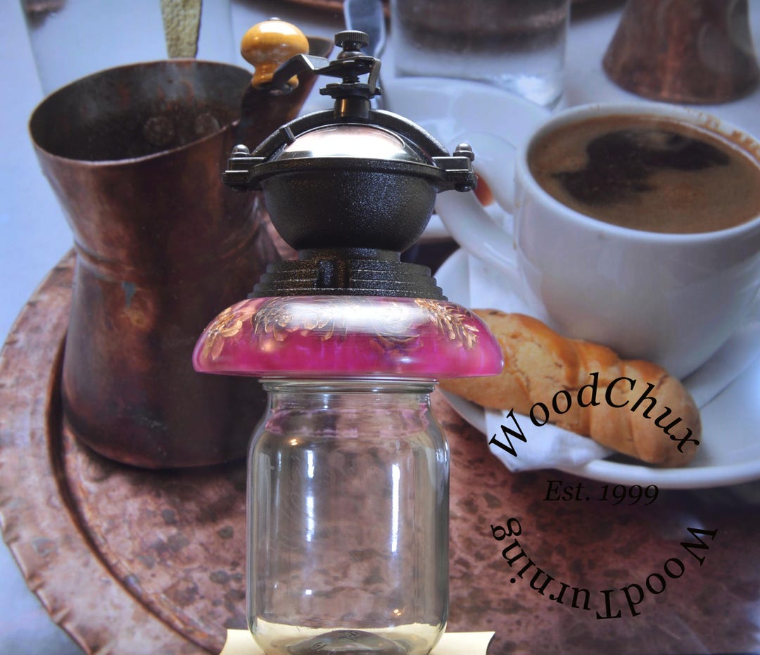 Handmade Crank Pine Cones & Resin Manual Coffee Bean Grinder Grinding ...