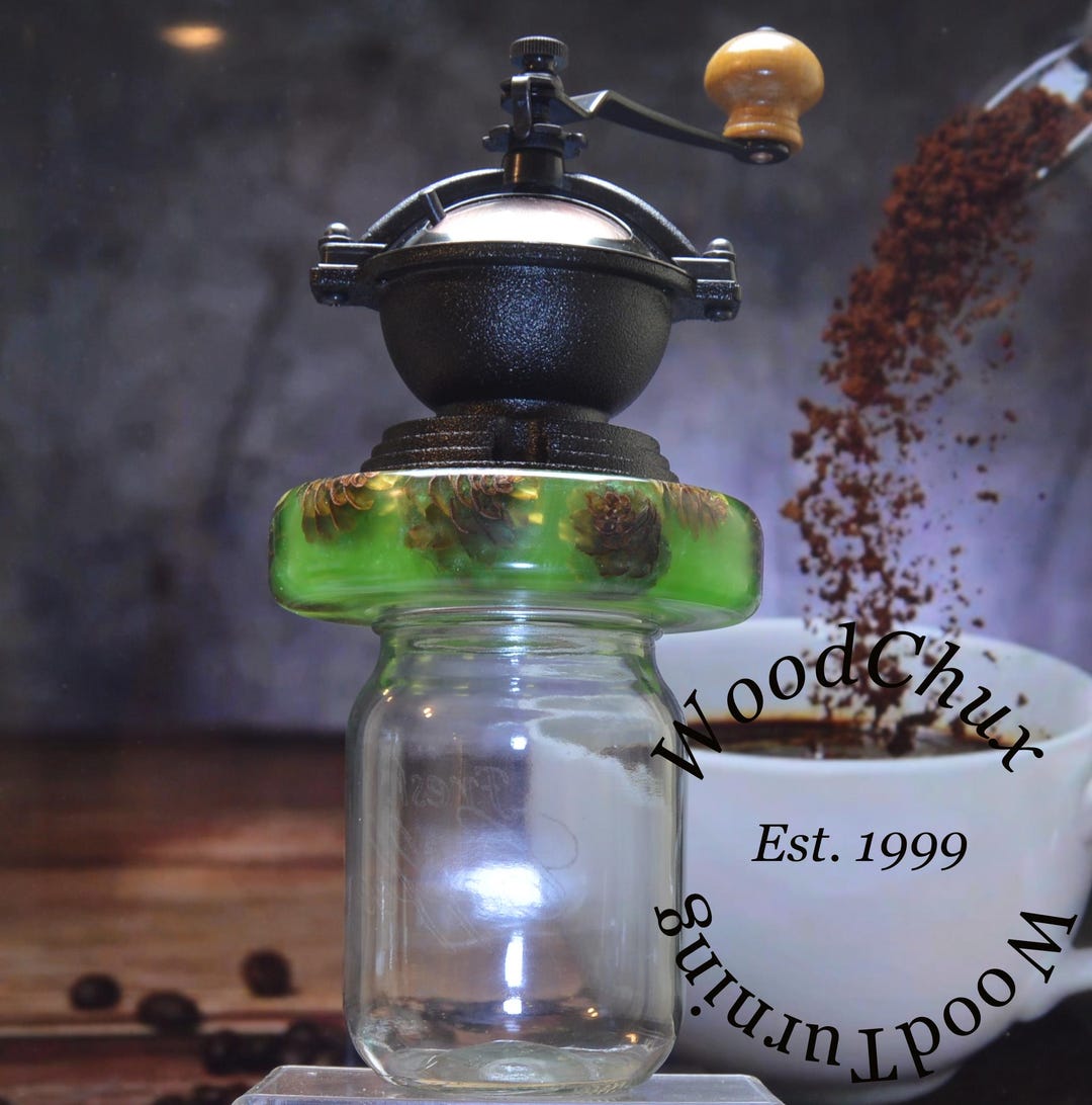 Handmade Crank Pine Cones & Resin Manual Coffee Bean Grinder Grinding ...