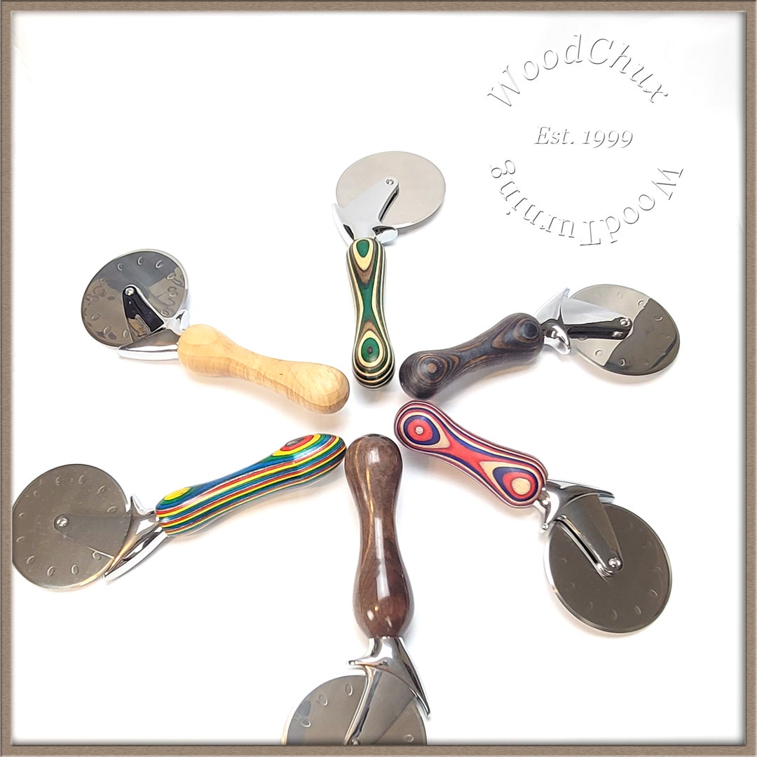 Handmade Wood Pizza Cutter or Ice Cream Scoop Wooden Heavy Stainless ...