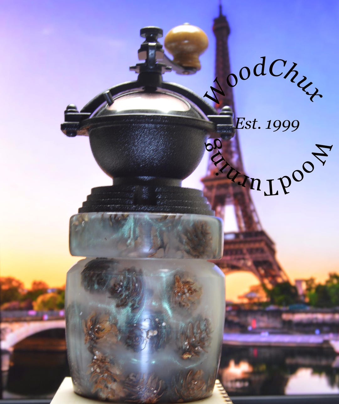 Handmade Crank Pine Cones & Resin Manual Coffee Bean Grinder Grinding ...
