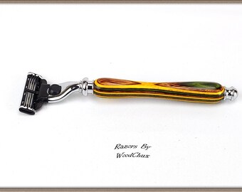 Razor Handmade Spectraply Wood Shaving Set Double Edge Safety | Etsy