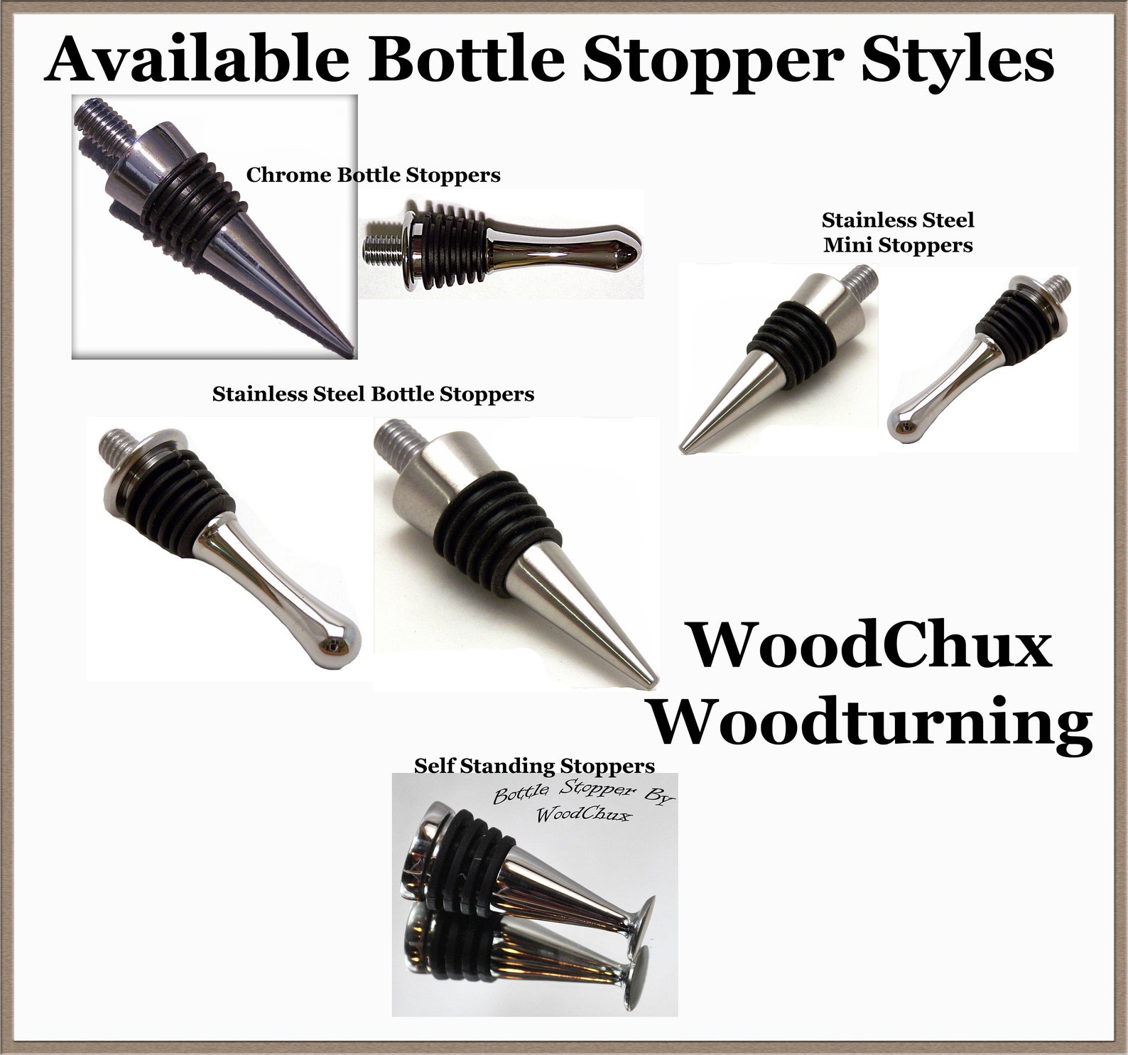 Bottle Stopper Starter Kit 10 Cone 10 Teardrop Triple Chrome Plated ...