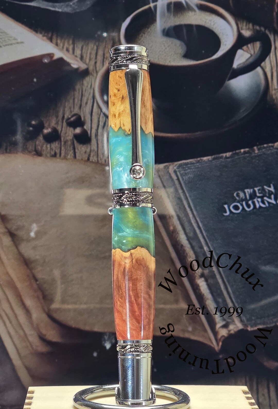 Handmade Exotic Red Malle Burl Wood & Resin Rollerball or Fountain Pen ...