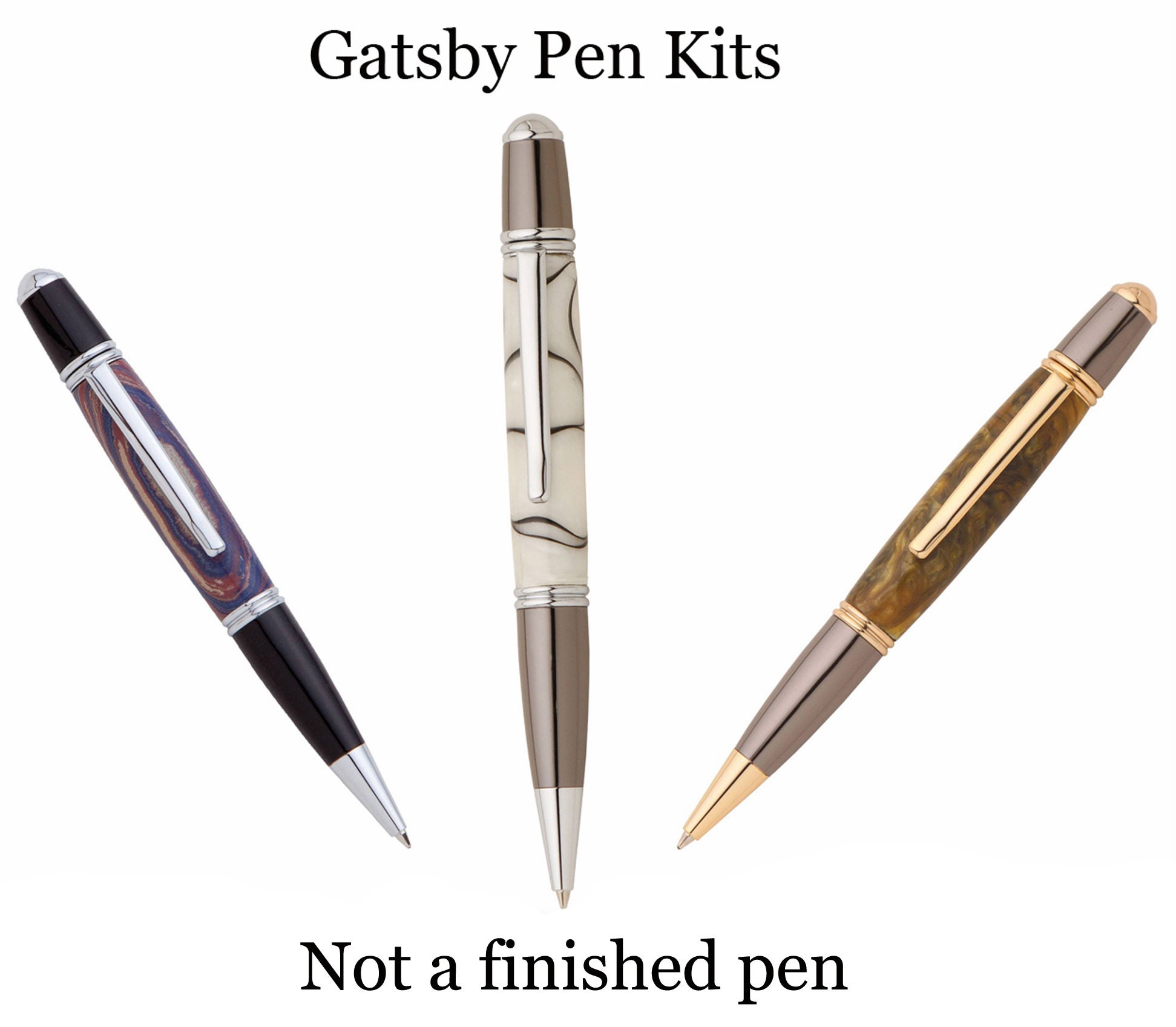 Gatsby Pen Kit Chrome 24 Kt Gold Gunmetal or Bushings Wood | Etsy