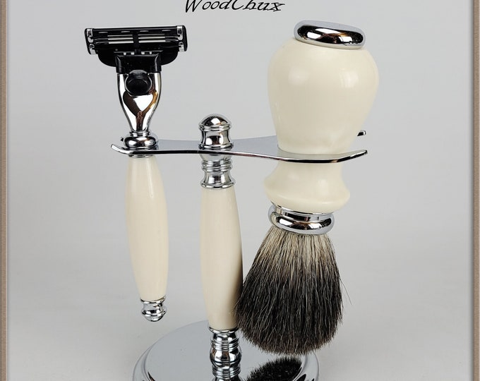 Razor Handmade Classy Ivory Shaving Set Double Edge Safety Mach 3 ...